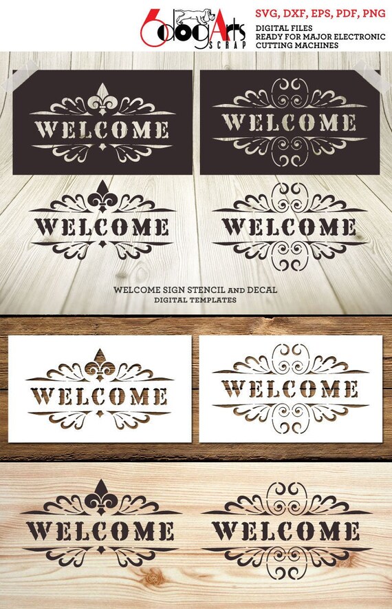 2 Welcome Sings Digital Stencil and Decal Templates Download | Etsy