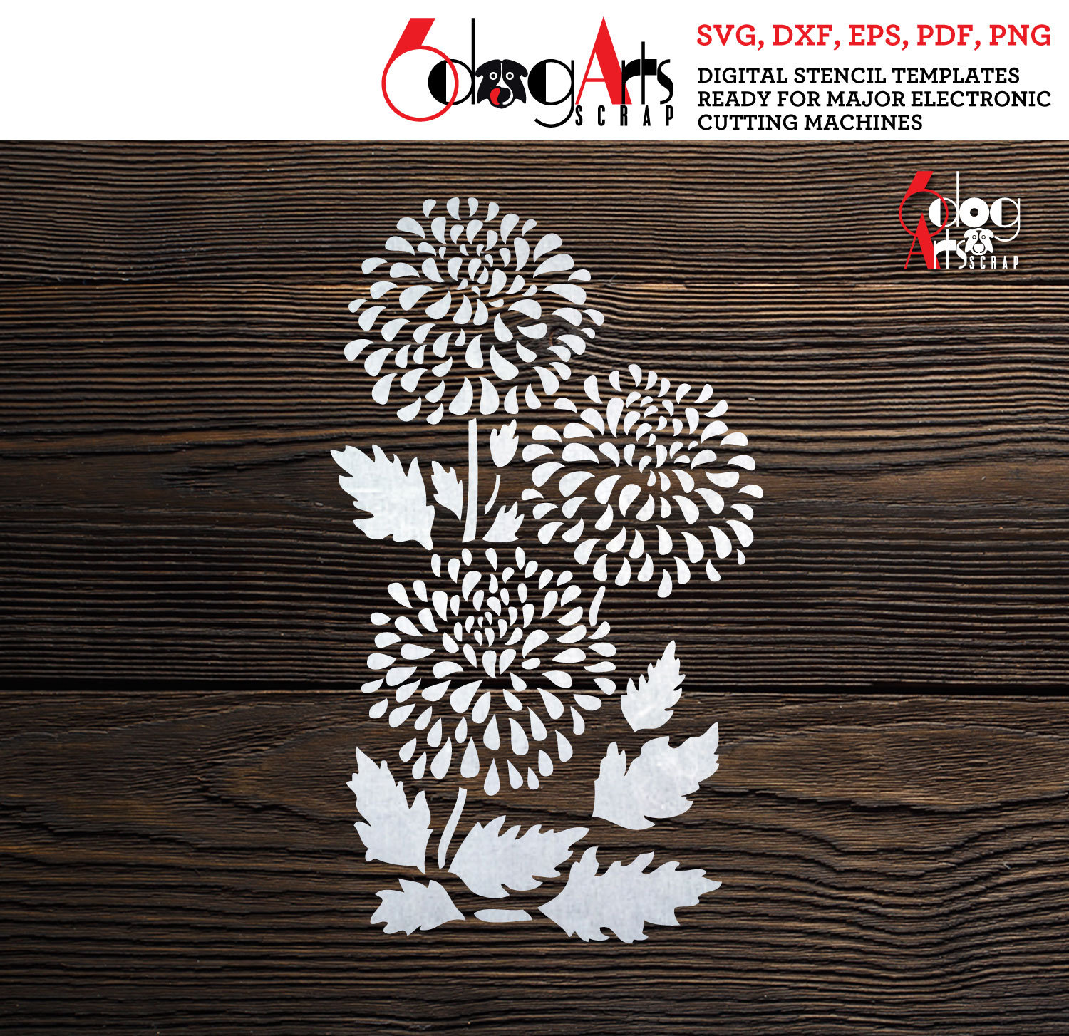 Chrysanthemum Flower Digital Stencil Template SVG DXF Files - Etsy ...