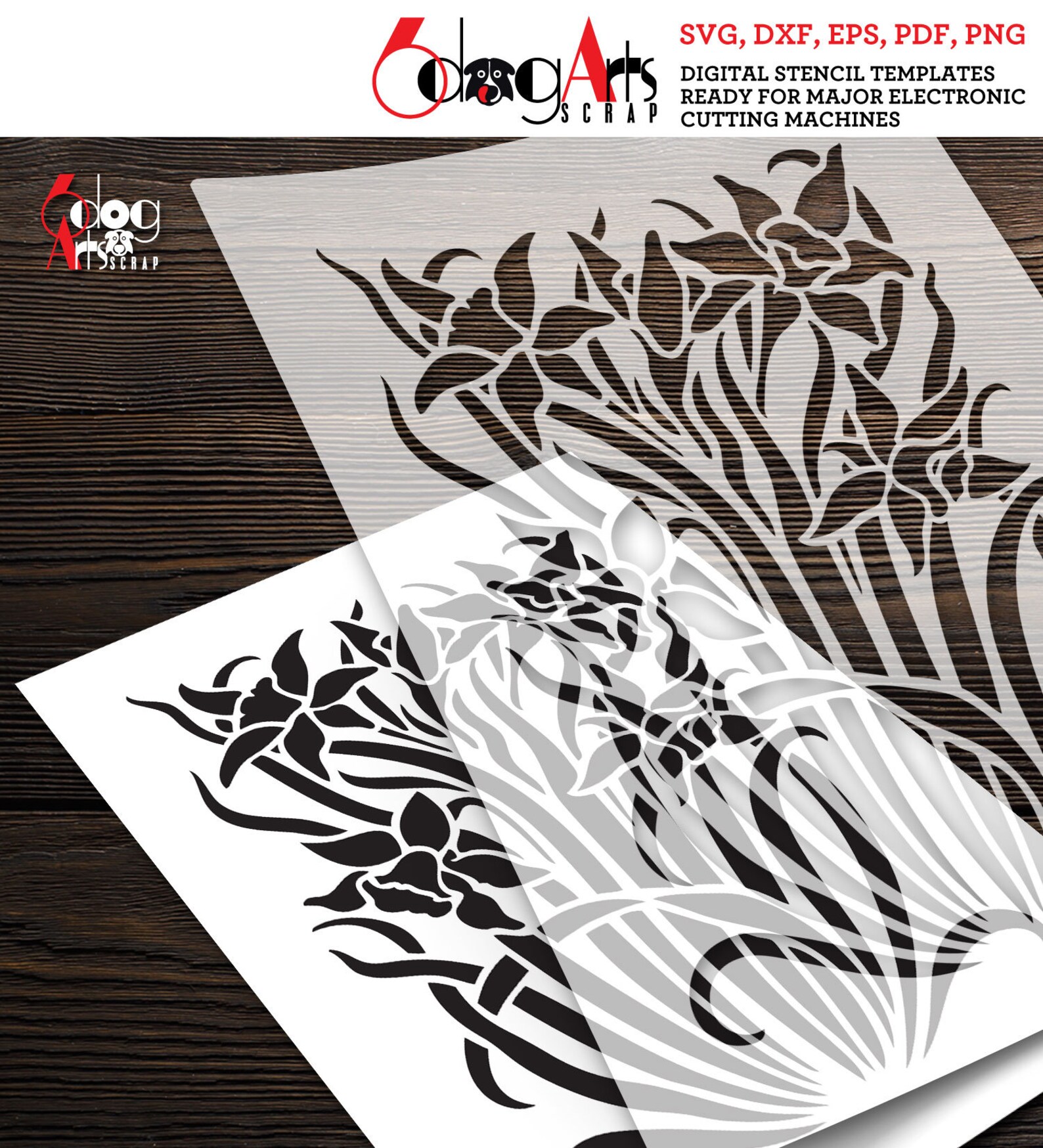 Daffodil Flower Digital Stencil Template SVG DXF Files Mylar Film ...