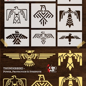 8 Native American Thunderbird Digital Stencil Templates Vector SVG DXF ...