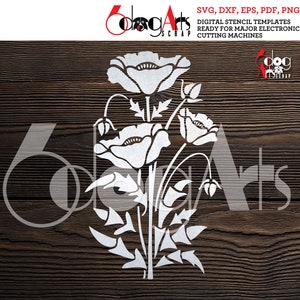 Poppy Flowers Digital Stencil Template SVG DXF Eps Pdf Png - Etsy