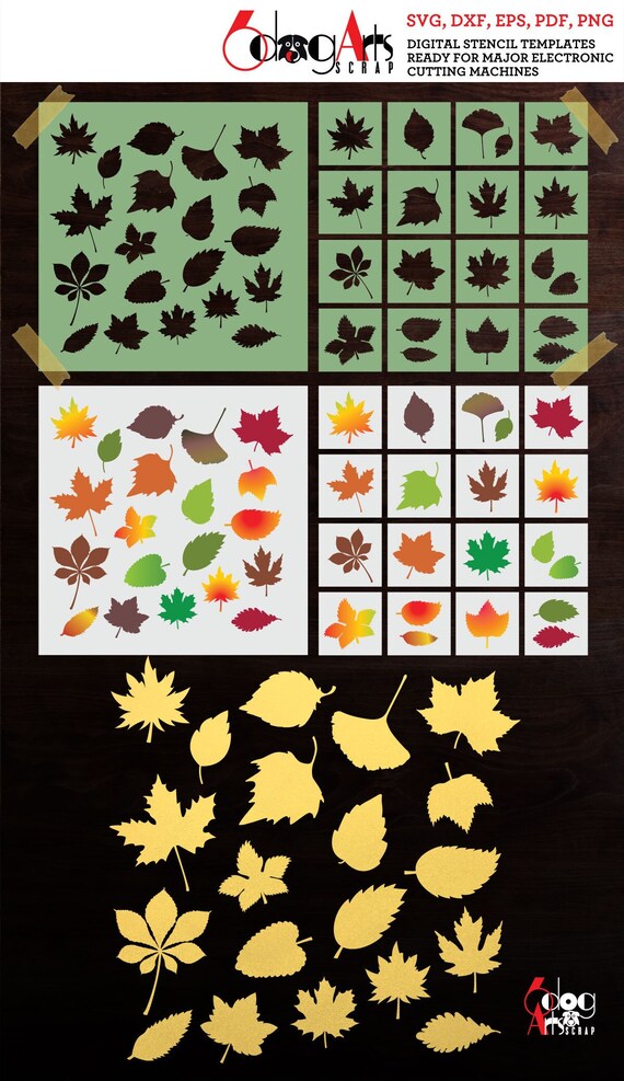 20 Autumn Leaves Digital Stencil Templates SVG DXF Vector - Etsy