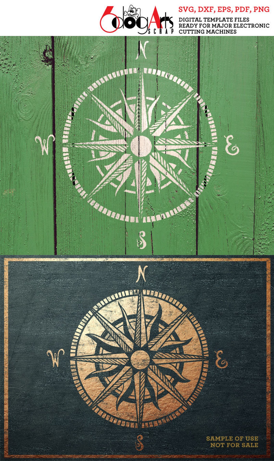 Antique Compass Rose Stencil / Decal Digital Templates SVG DXF Vector ...