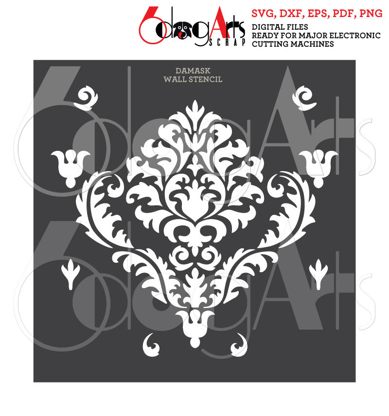 Damask Wall Digital Stencil Vector Files SVG DXF Diy Template - Etsy ...