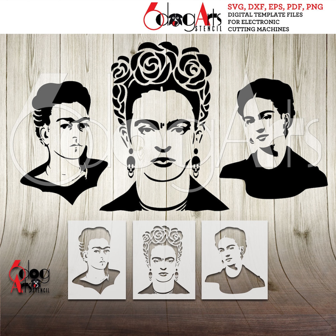 Frida Kahlo Stencil Templates SVG DXF, Cricut Glowforge (digital ...