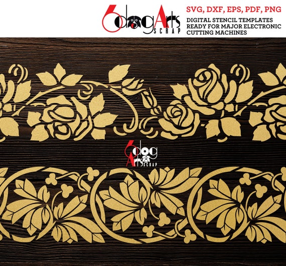 2 Floral Border Digital Stencil Templates SVG DXF Files Diy | Etsy