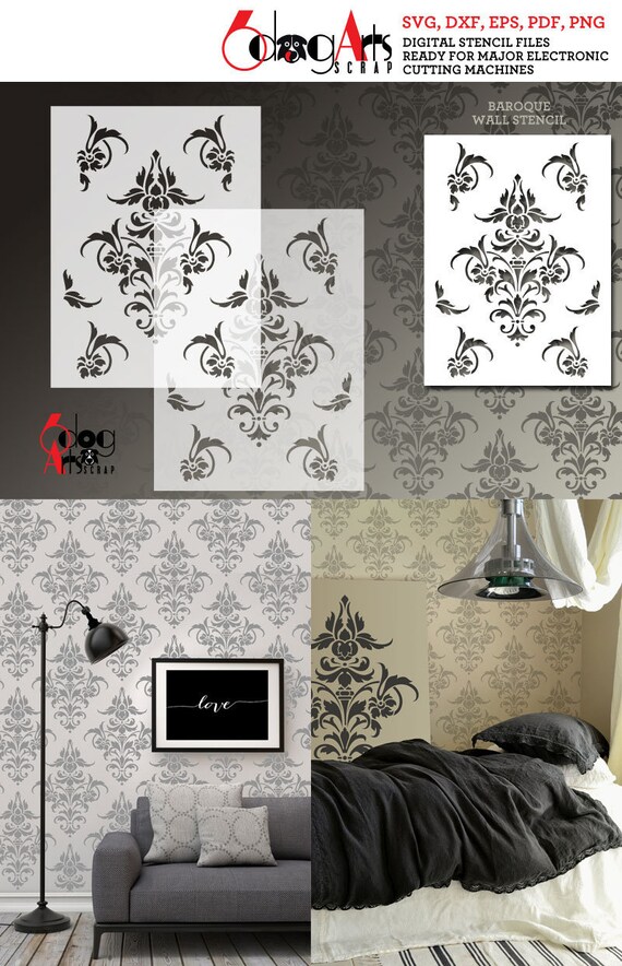 Baroque Wall Digital Stencil Vector Cut Files SVG DXF Diy | Etsy