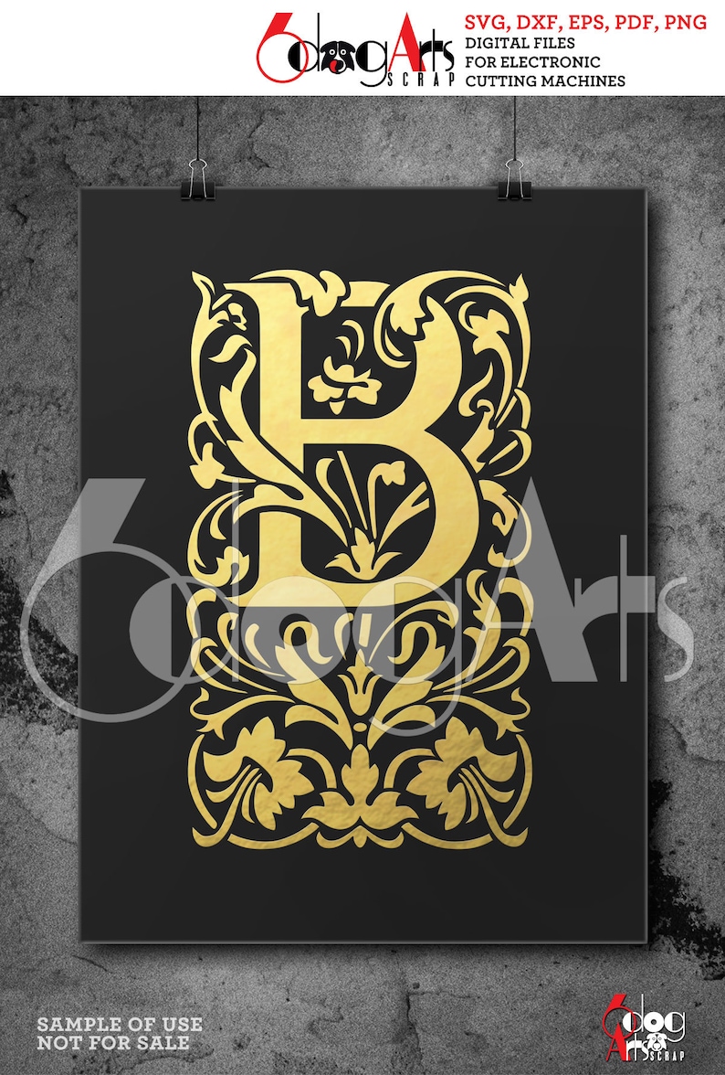 2 Monogram Alphabet Letter B Stencil and Decal Diy Templates SVG DXF ...