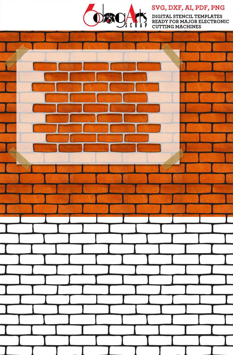Brick Wall Seamless Allover Pattern Digital Stencil Templates Vector ...