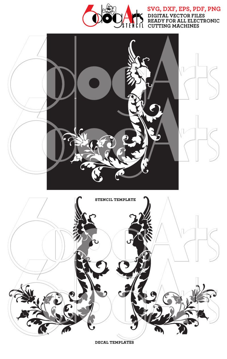 Baroque Design Stencil & Decal Digital Templates SVG DXF Files - Etsy