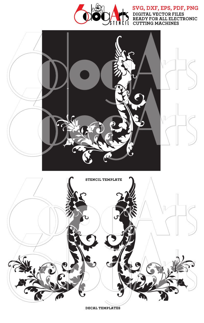 Baroque Design Stencil & Decal Digital Templates SVG DXF Files - Etsy