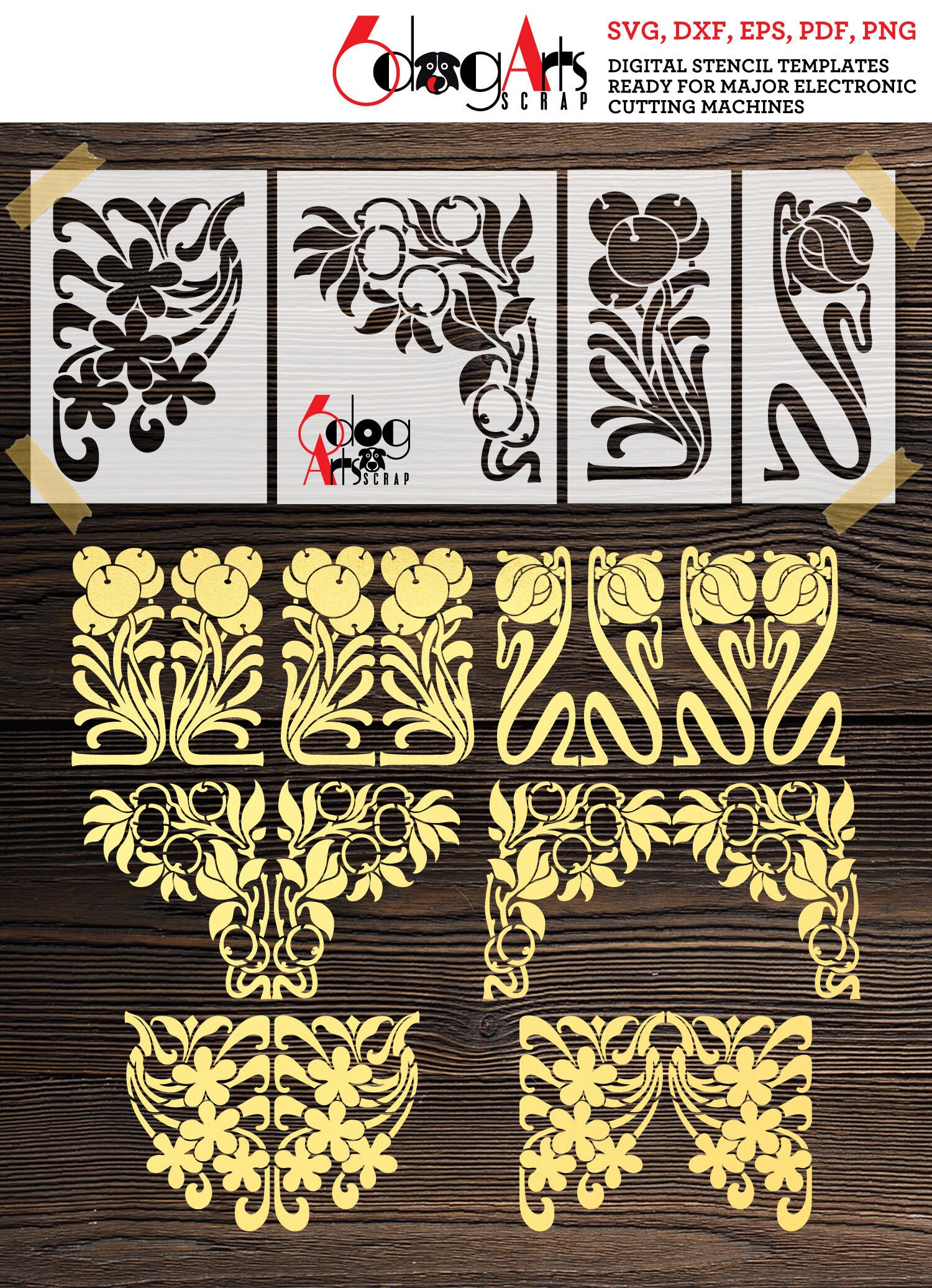 Art Deco Digital Stencil Templates SVG DXF Vector Files Mylar | Etsy