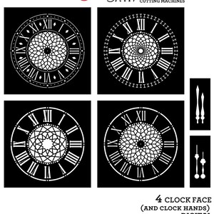 4 Clock Face Digital Stencil Templates SVG DXF Vector Files Mylar Film ...