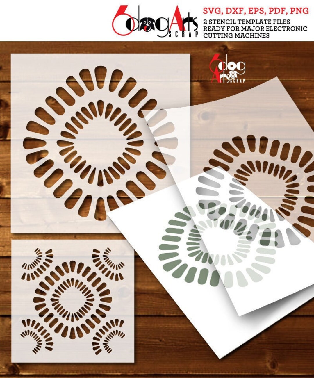 2 Sundial Circles Digital Stencil Templates Vector SVG DXF - Etsy