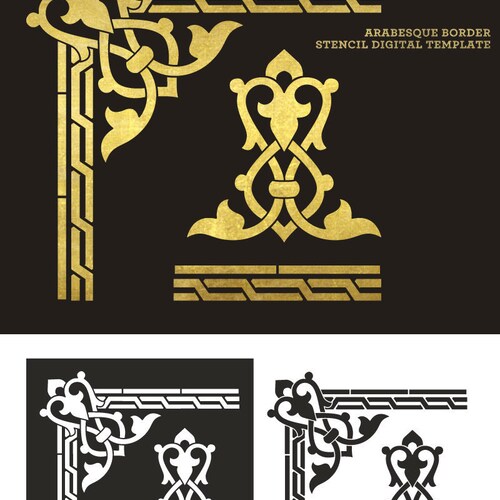 Damask Arabesque Corner Border Stencil / Decal Digital - Etsy