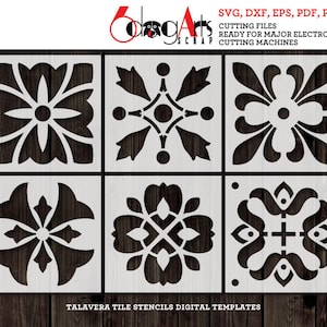6 Mexican Talavera Tile Digital Stencil Templates SVG DXF - Etsy