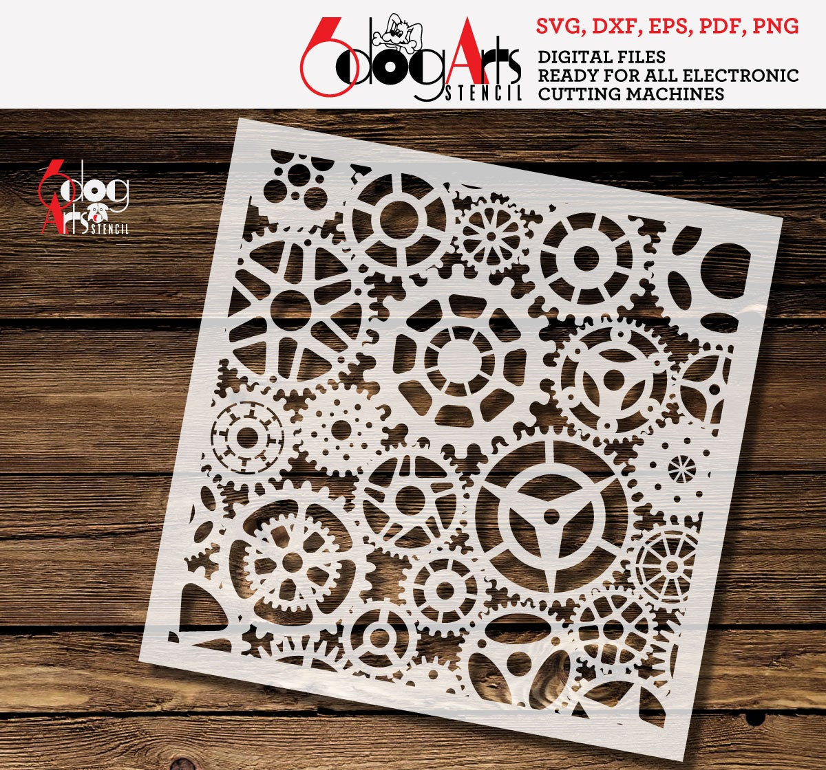 Cogs & Gears Digital Stencil Template SVG DXF Vector Files | Etsy UK