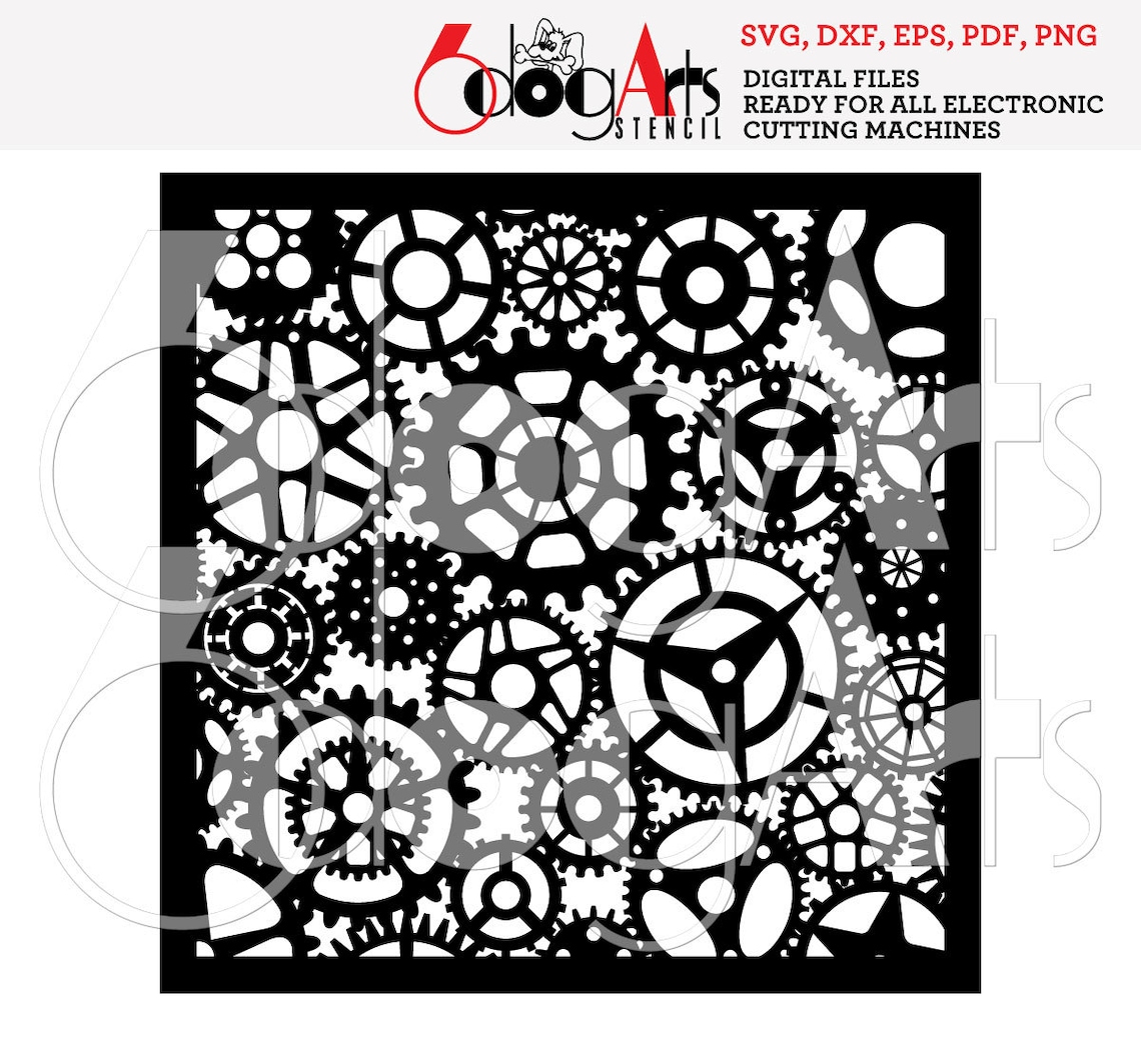 Cogs & Gears Digital Stencil Template SVG DXF Vector Files - Etsy Canada