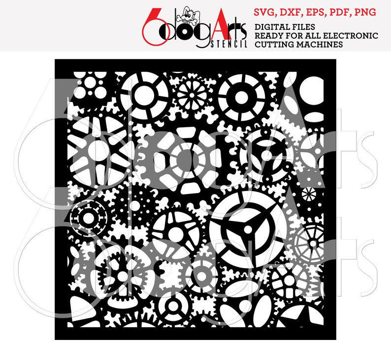 Cogs & Gears Digital Stencil Template SVG DXF Vector Files - Etsy
