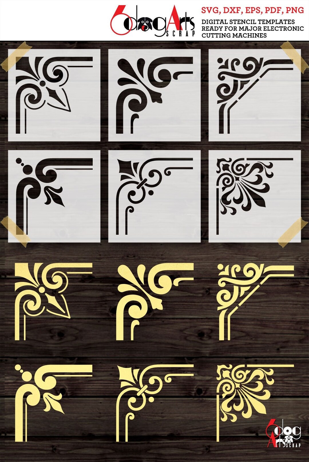 6 Corner Frame Stencil Digital Templates SVG DXF Files Diy - Etsy