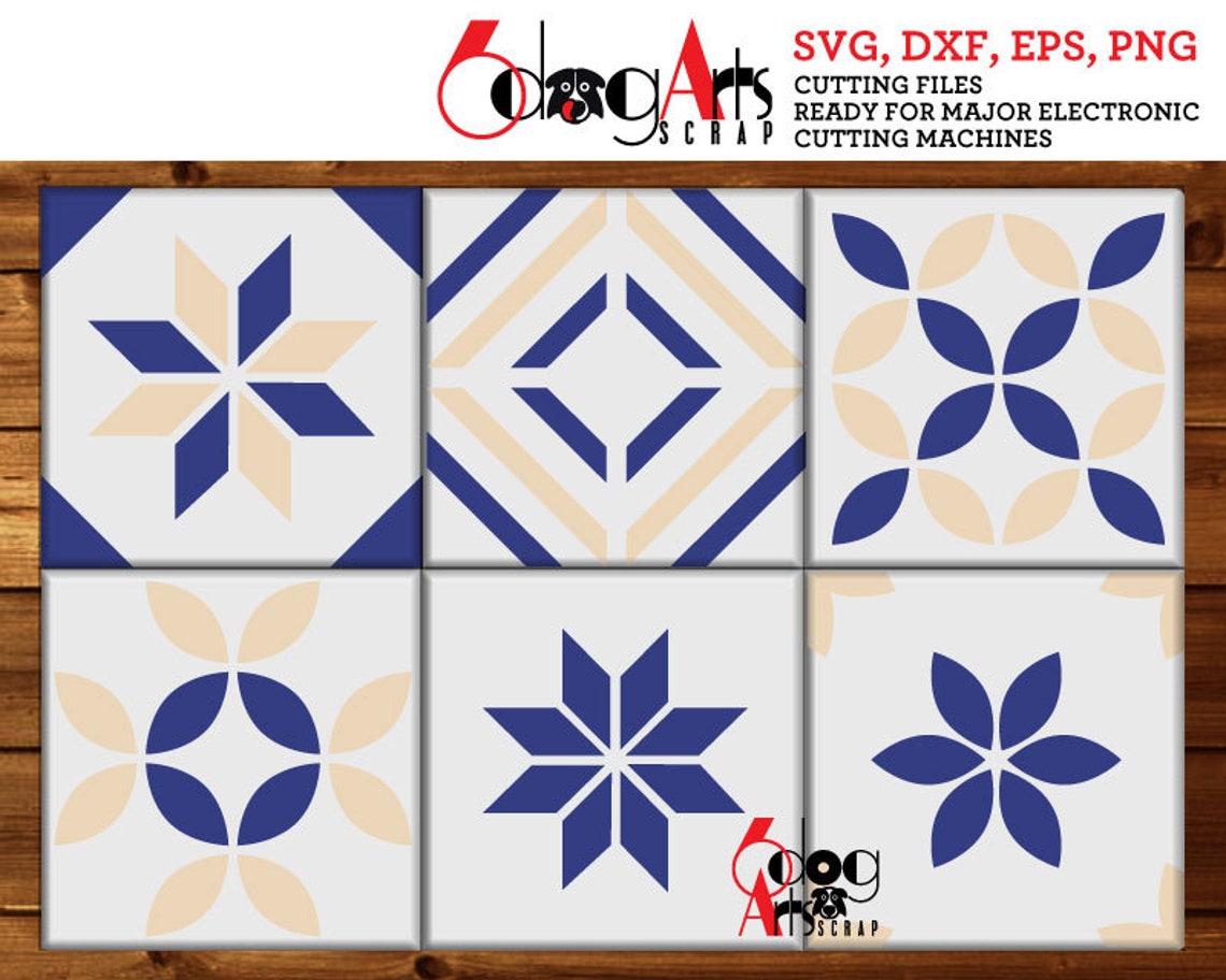 6 Tile Digital Stencil Template Designs SVG DXF Cut Files Diy - Etsy ...