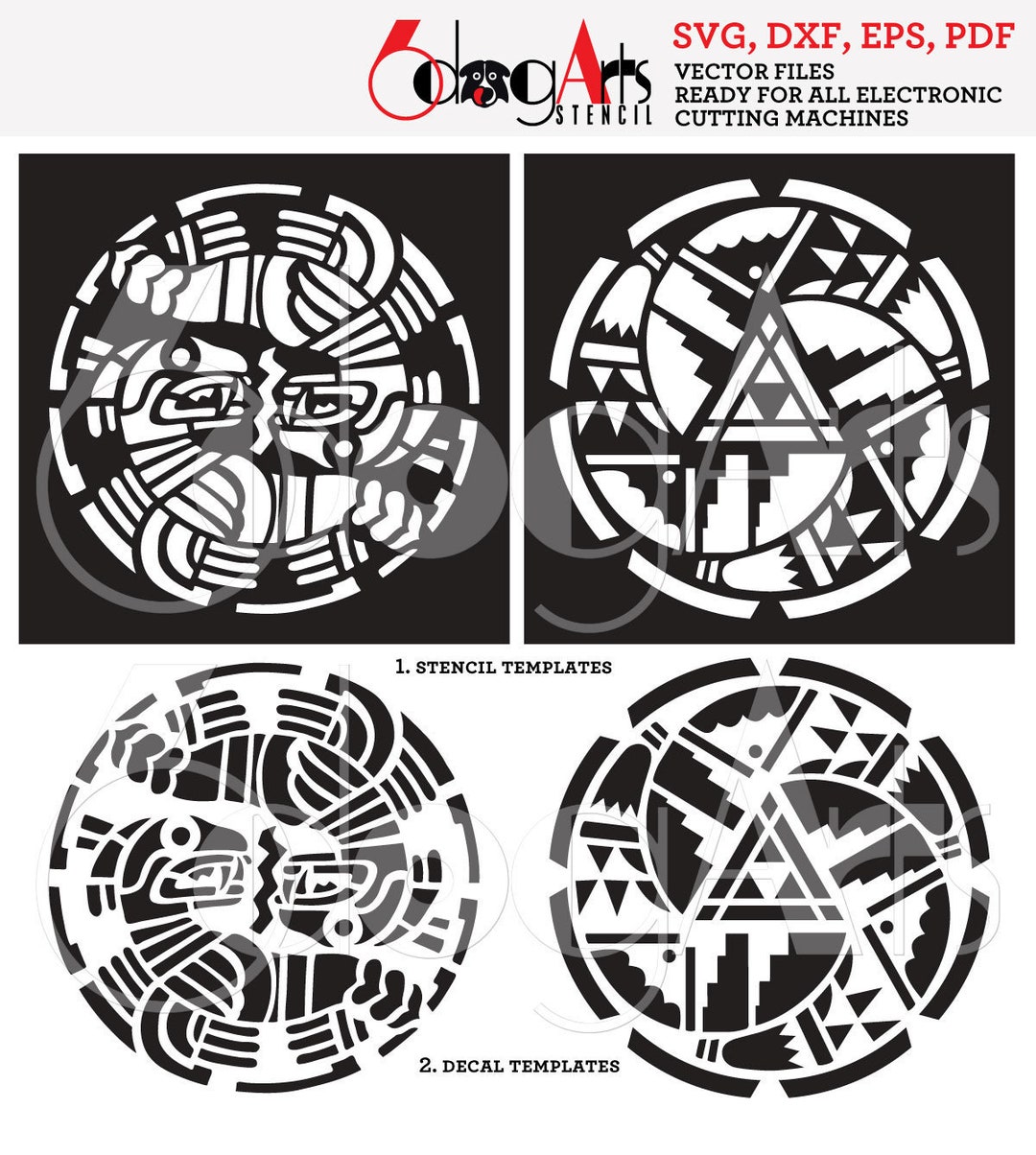Native American Stencil and Decal Templates SVG DXF Vector - Etsy