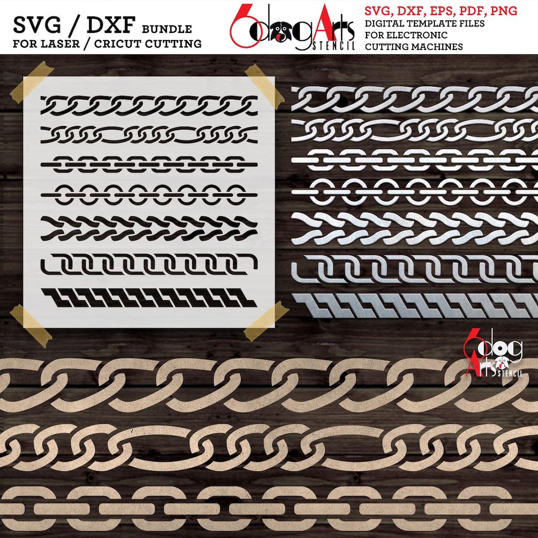 Chains Digital Stencil Template SVG DXF Files for Laser Cricut Cutting ...