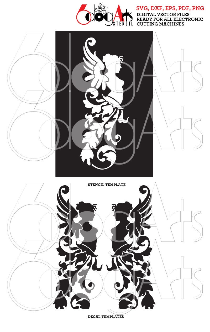 Baroque Design Stencil & Decal Digital Templates SVG DXF Files Vinyl ...