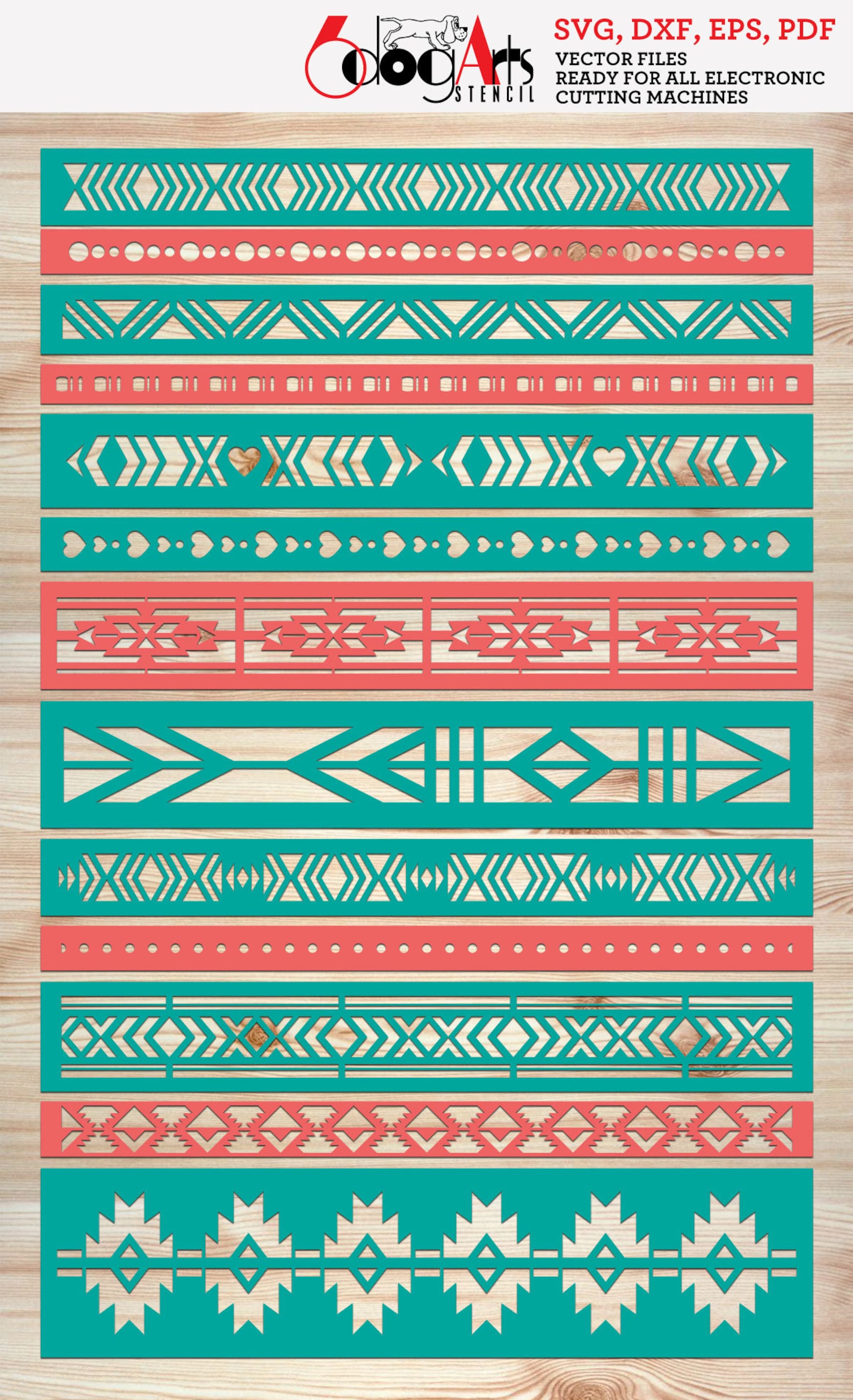 Native American Border Digital Stencil Templates SVG DXF Files Download ...