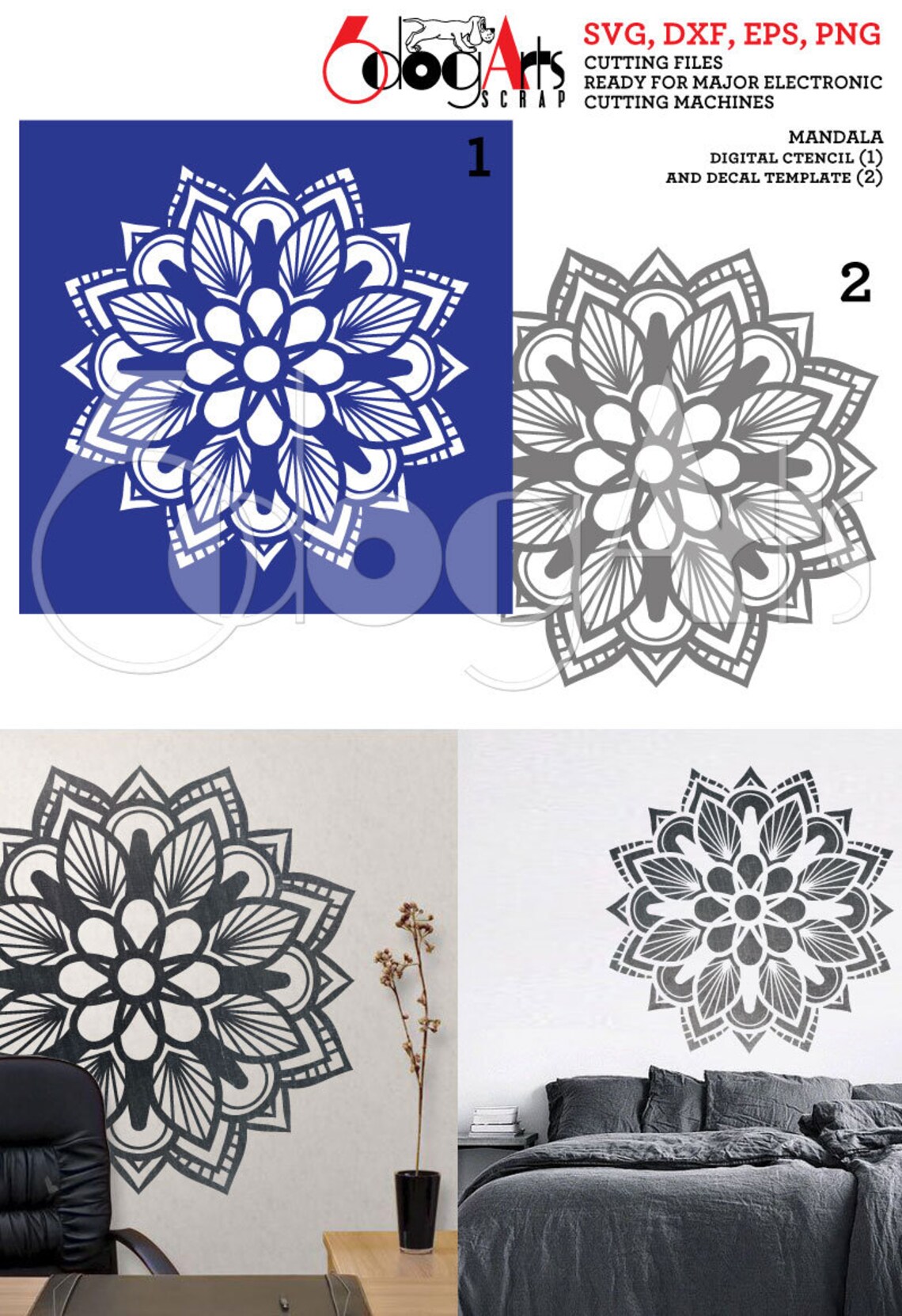 Mandala Digital Stencil / Decal Template Digital Cut Files SVG - Etsy
