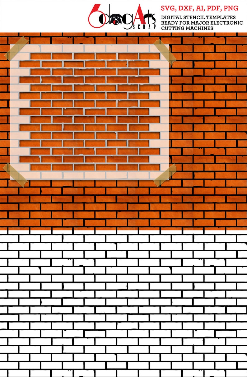 Brick Wall Seamless Allover Pattern Digital Stencil Templates Vector ...