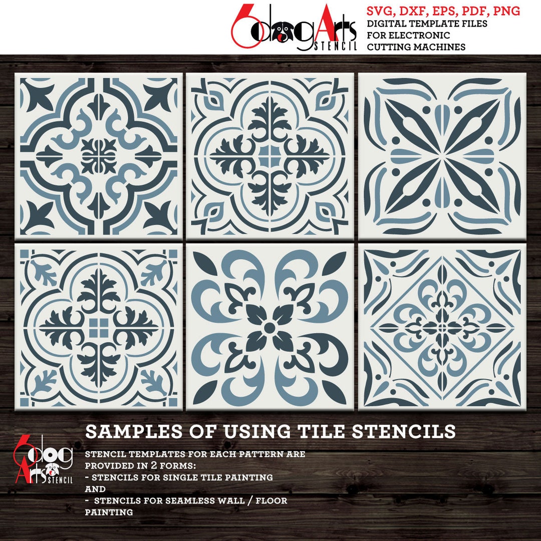 18 Tile, Wall, Floor, Cookie Stencil Digital Templates SVG DXF Files ...