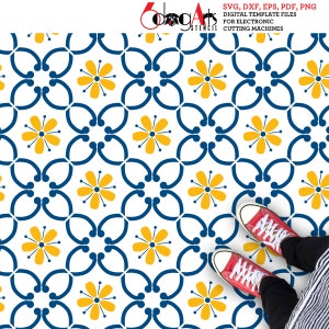 4 Mexican Talavera Tile Digital Stencil Templates SVG DXF Files Laser ...