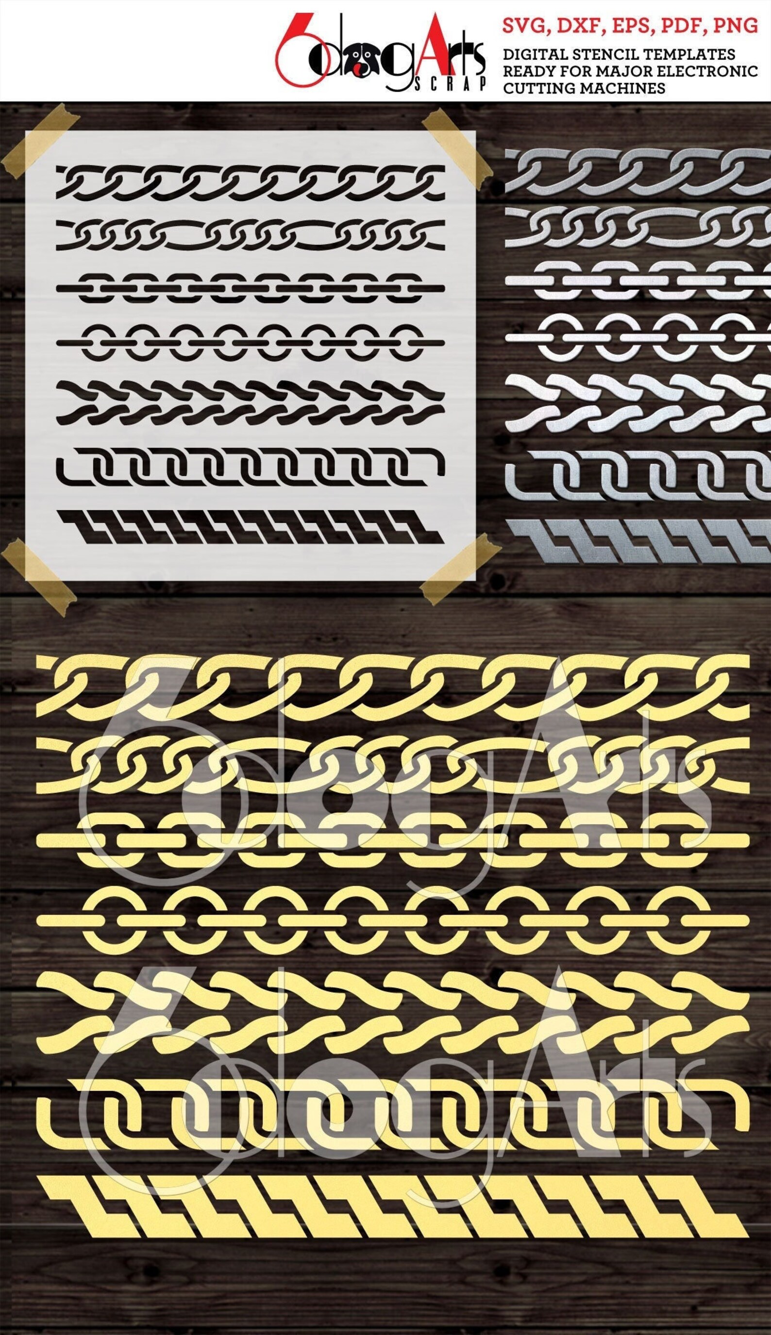 Chains Digital Stencil Template SVG DXF Eps Pdf Png Files | Etsy