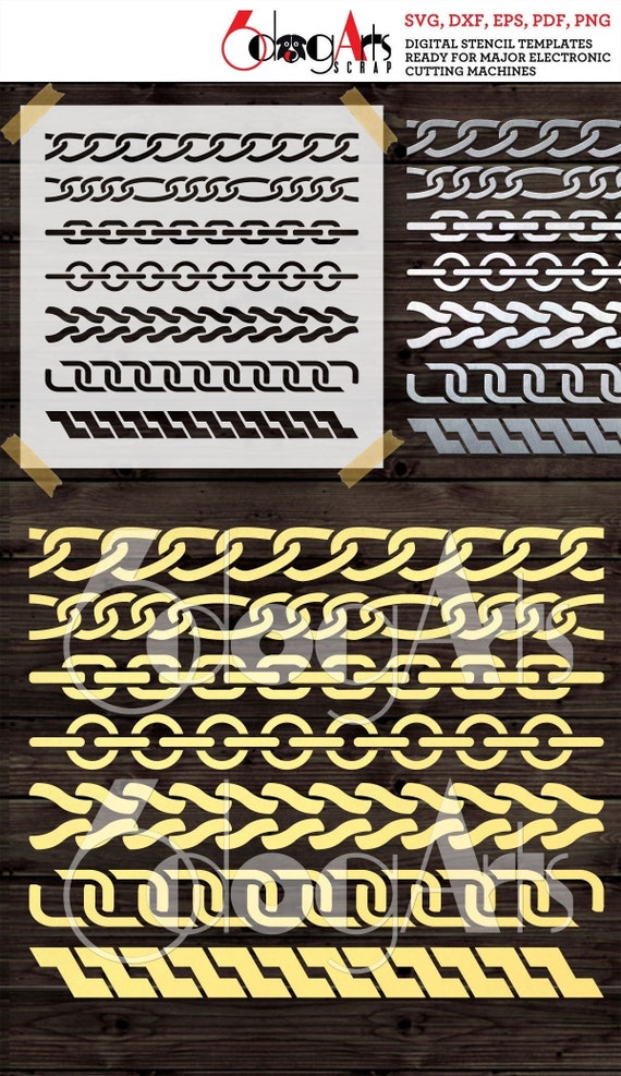Chains Digital Stencil Template SVG DXF Eps Pdf Png Files | Etsy