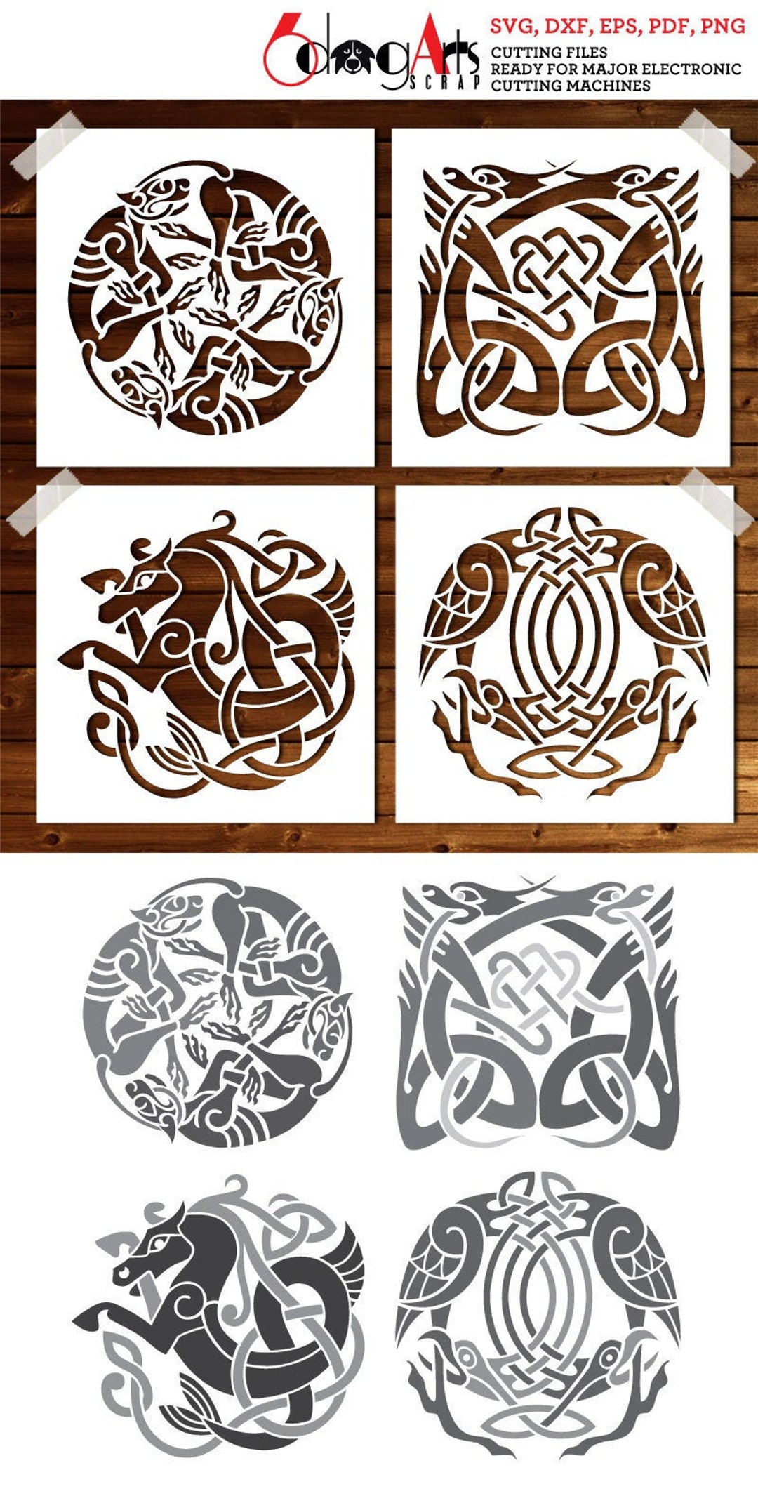 4 Celtic Mythology Digital Stencil Template Designs SVG DXF - Etsy