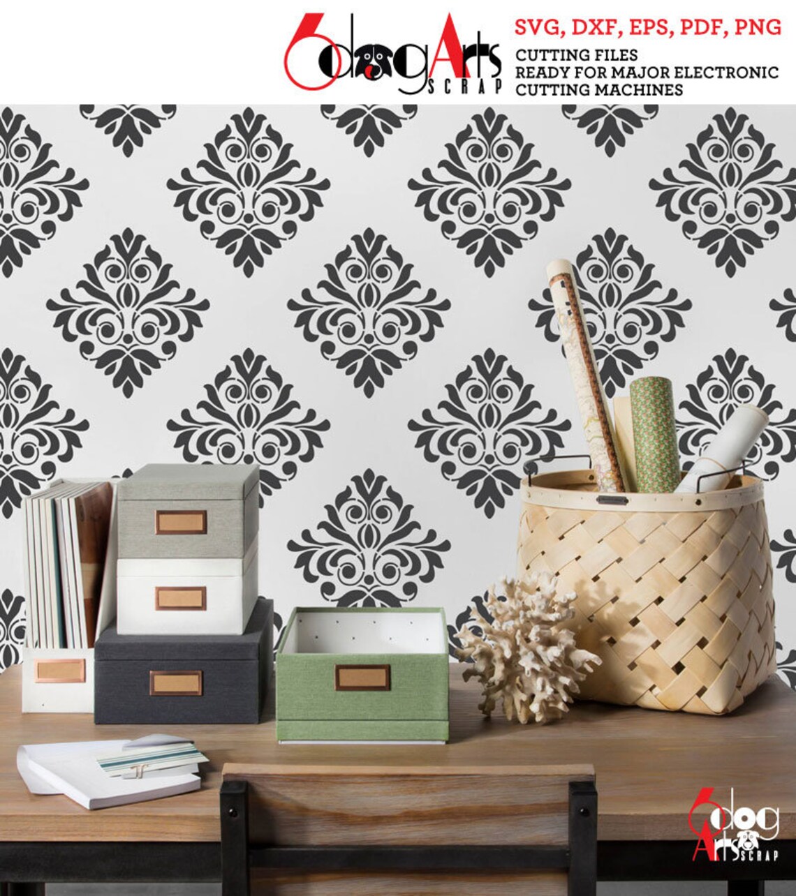 4 Tile Digital Stencil Template Designs - SVG DXF Vector Files Diy ...