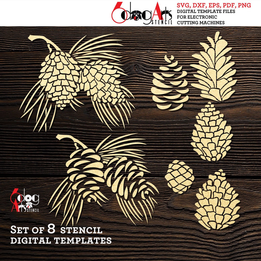 Pine Cones Digital Stencil Templates SVG DXF Vector Files Mylar Cutting ...
