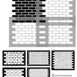 Brick Wall Seamless Allover Pattern Digital Stencil Templates Vector ...
