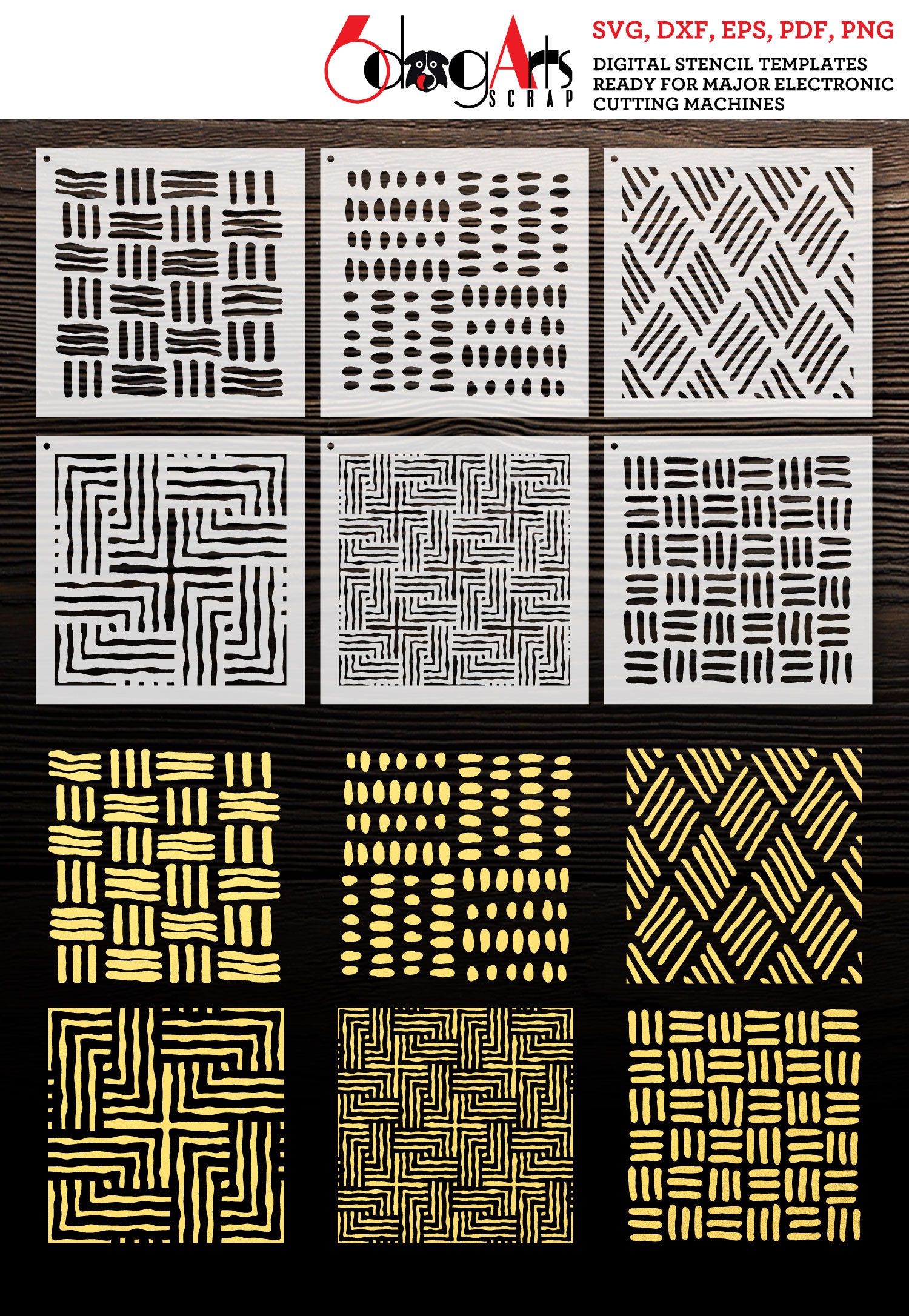 6 Braiding Seamless Pattern Cake Fabric Stencil Digital Templates SVG ...
