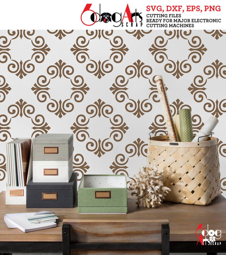 4 Tile Digital Stencil Template Designs SVG DXF Vector Files Diy Mylar ...