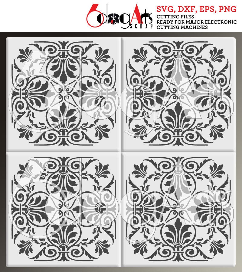 Tile Digital Stencil Template Designs SVG DXF cut files Mylar | Etsy