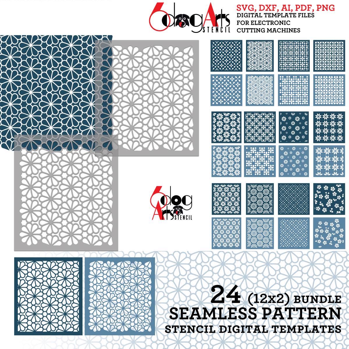 24 SVG Bundle Seamless Pattern Digital Stencil Template Files Instant ...