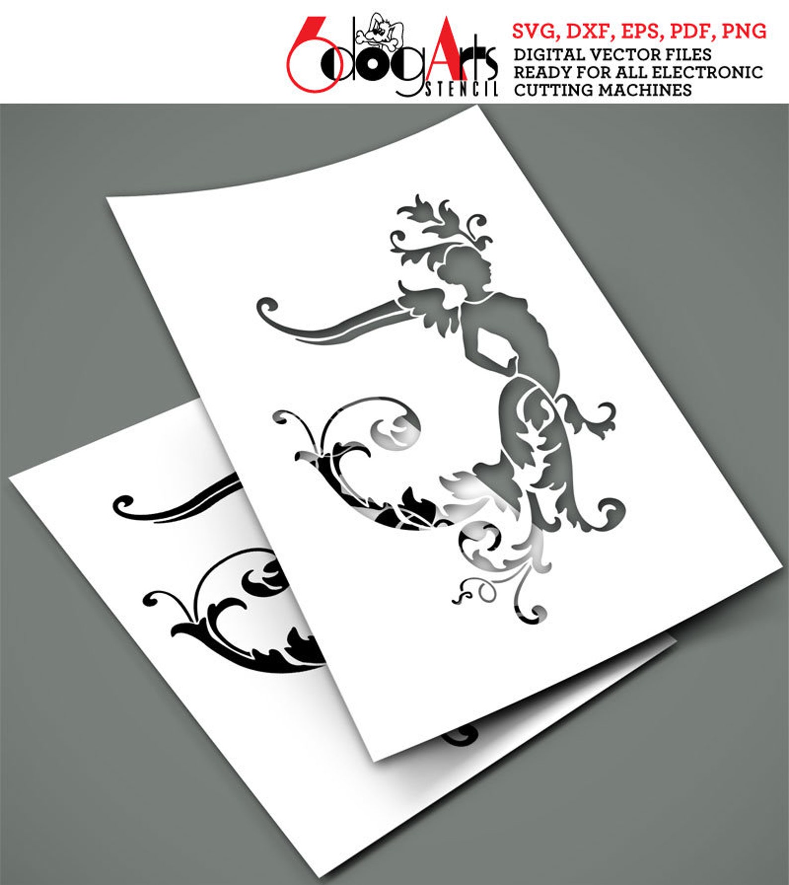 Baroque Design Stencil & Decal Digital Templates SVG DXF Files Vinyl ...