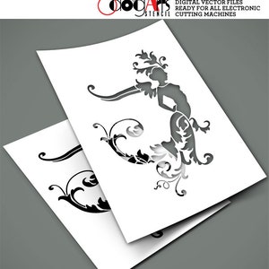 Baroque Design Stencil & Decal Digital Templates SVG DXF Files Vinyl ...