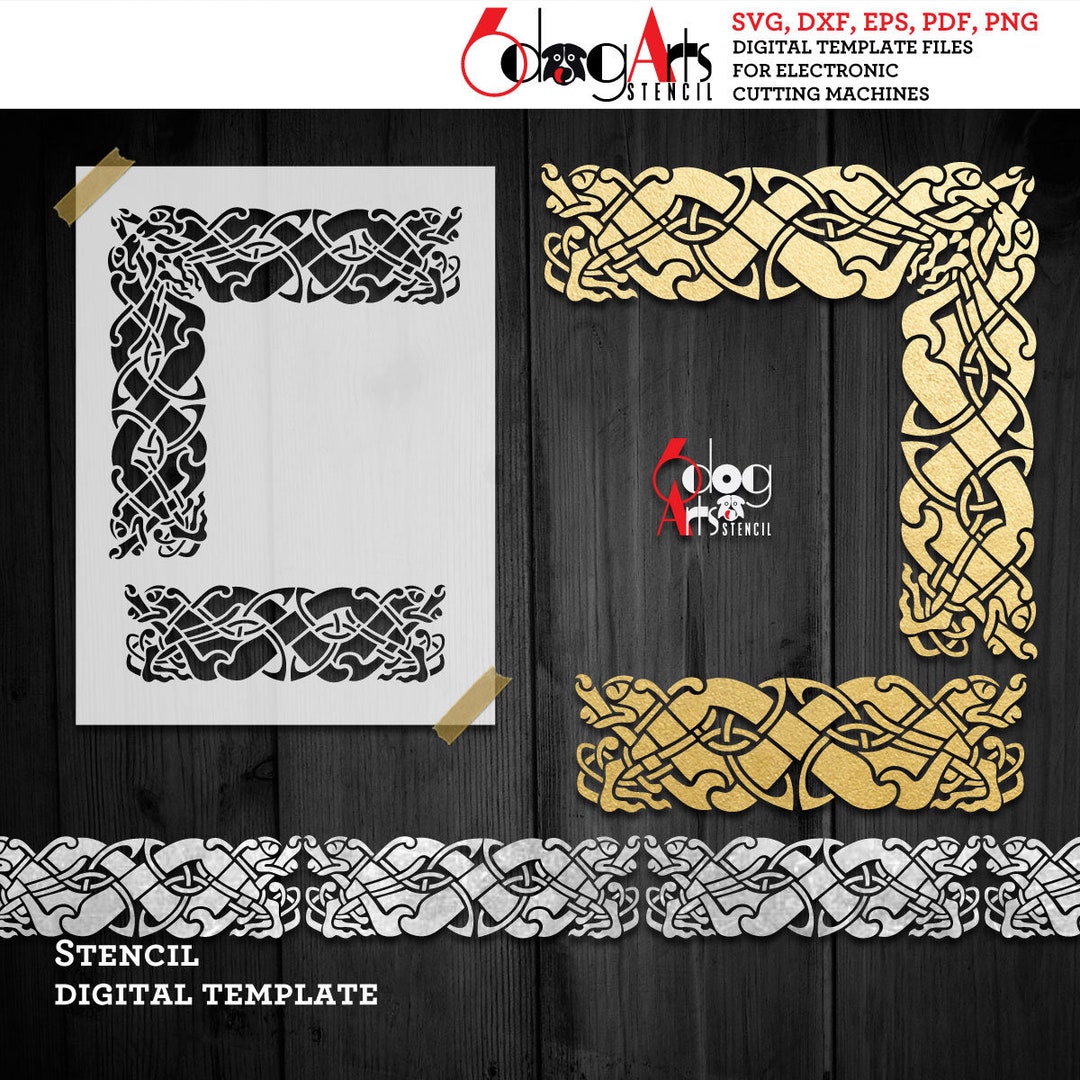 Celtic Ornament Corner & Border Stencil / Decal Digital Templates SVG ...