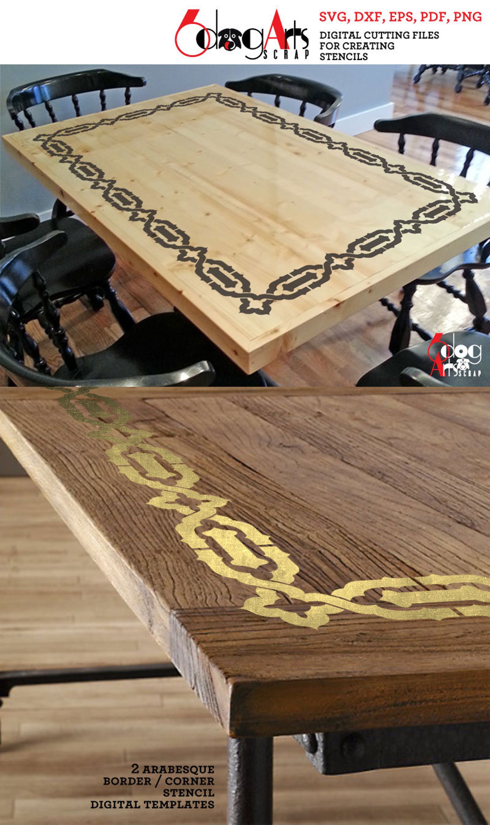 2 Arabesque Corner Border Stencil / Decal Digital Templates - Etsy