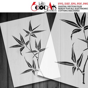 3 Bamboo Digital Stencil Templates SVG DXF Mylar Film Cutting Fabric ...