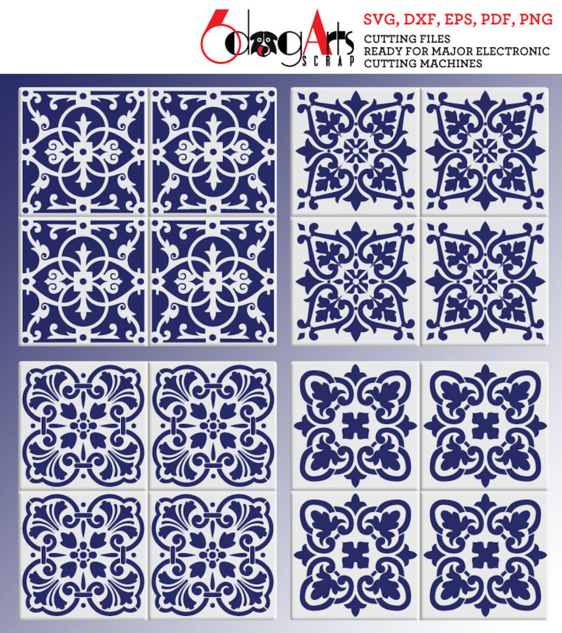 4 Moroccan Tile Digital Stencil Template Designs SVG DXF Cut | Etsy
