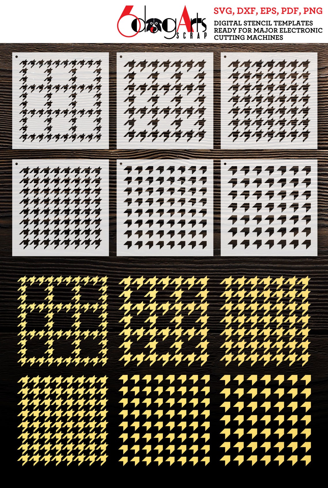 6 Houndstooth Pattern Digital Cookie Stencil Templates SVG DXF - Etsy